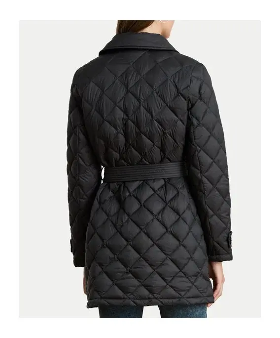 Ralph Lauren Quilted Insulated Jacket With Lapel Collar And Front Ties