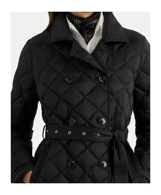 Ralph Lauren Quilted Insulated Jacket With Lapel Collar And Front Ties