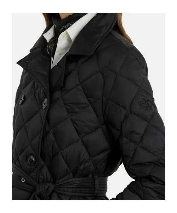 Ralph Lauren Quilted Insulated Jacket With Lapel Collar And Front Ties
