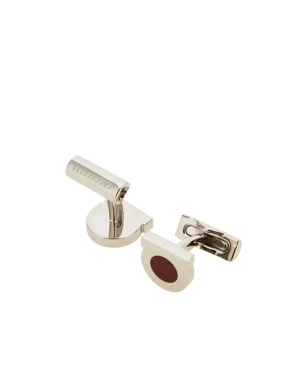 FERRAGAMO Gancini Cufflinks - Silver/red