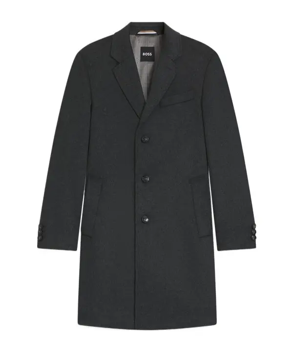 Hugo Boss Single Breasted Buttoned Coat - Dark Gray