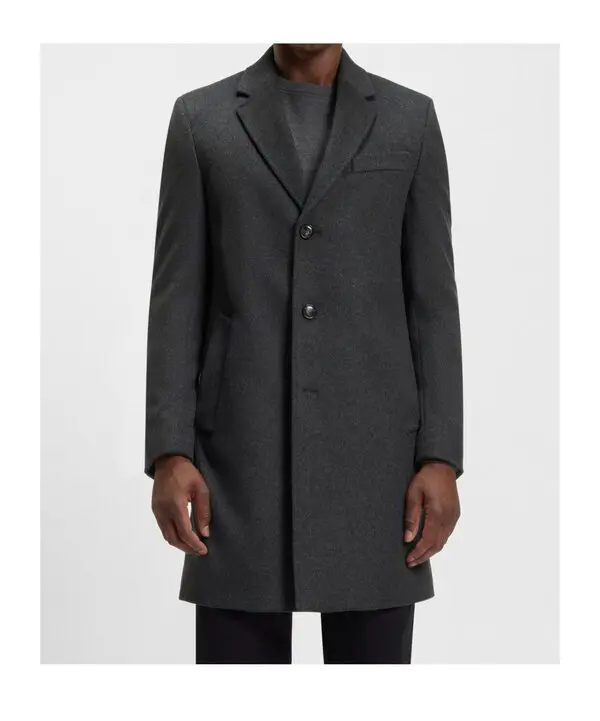 Hugo Boss Single Breasted Buttoned Coat - Dark Gray