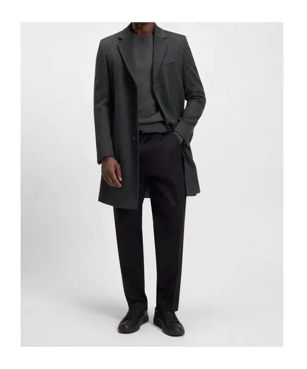 Hugo Boss Single Breasted Buttoned Coat - Dark Gray