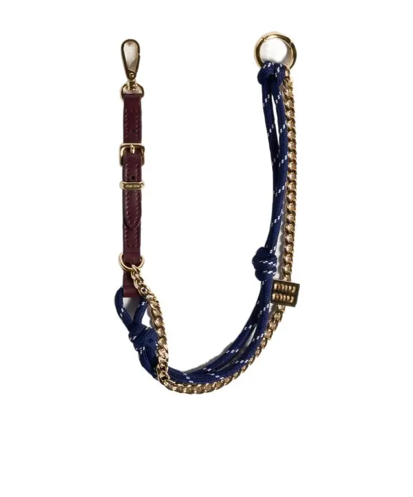 Miu Miu Leather, Cord And Metal Trick Keyring - Burgundy/baltic Blue