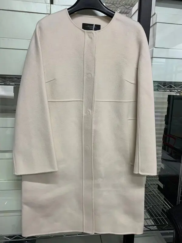 Max Mara Round-necked Coat - White