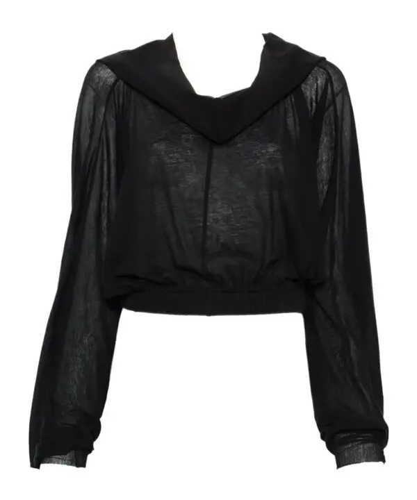Rick Owens Hooded Long Sleeve Pleated Top
