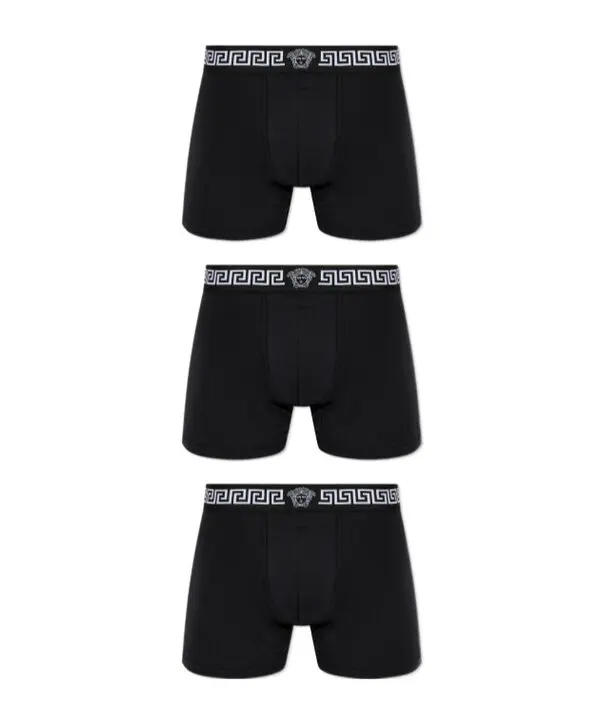 Versace Three-pack Greca Boxer Briefs - Black