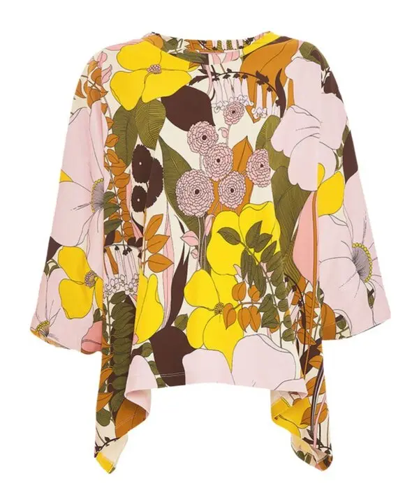 La DoubleJ Round Neck Floral Print Blouse - Multicolor