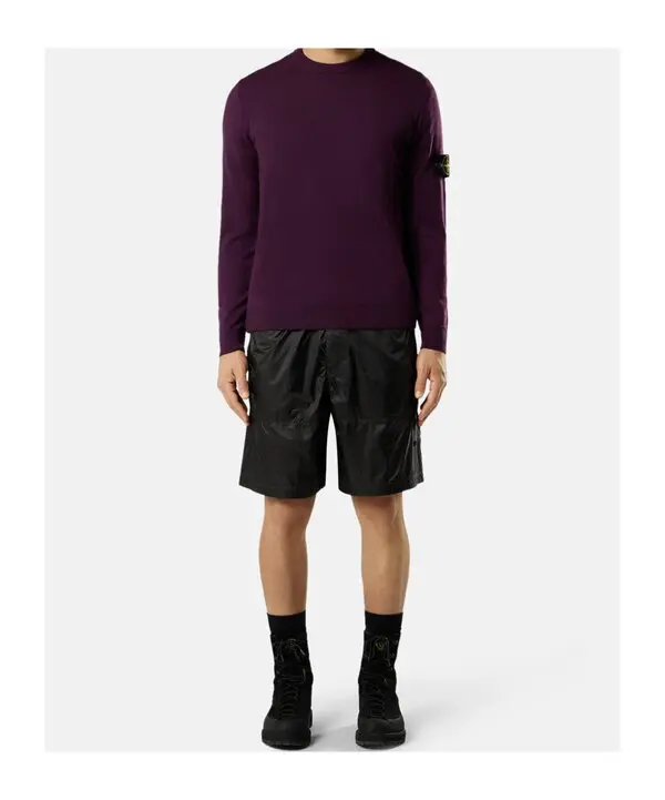Stone Island Logo Patch Knitted Sweater - Amaranth