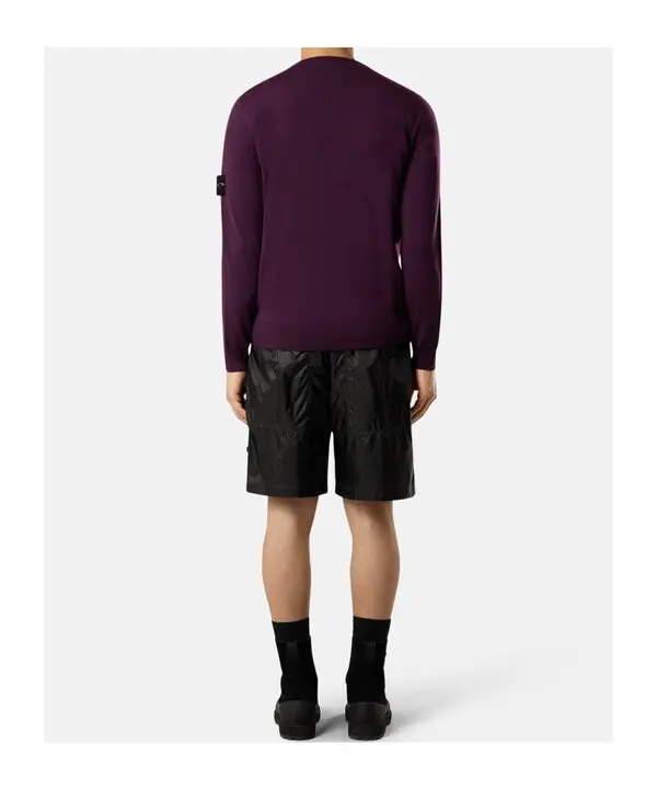 Stone Island Logo Patch Knitted Sweater - Amaranth