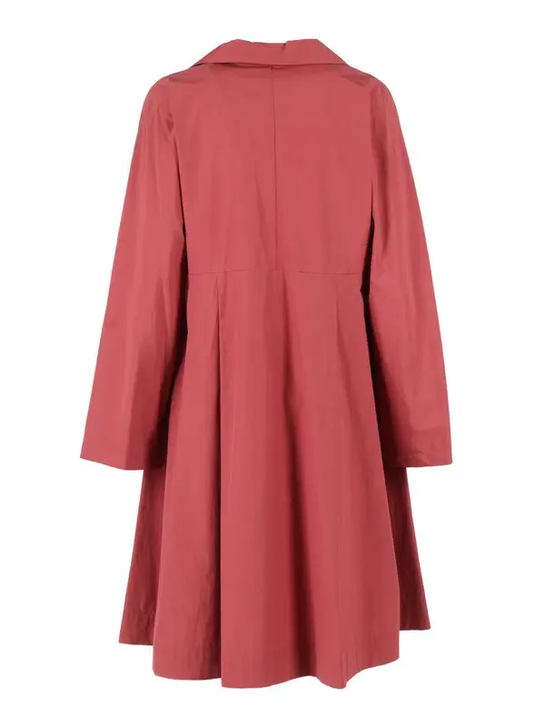 Max Mara Collared Buttoned Long Sleeve Pleated Dress - Red