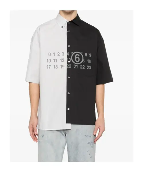 MAISON MARGIELA Striped Panelled Button-up Shirt
