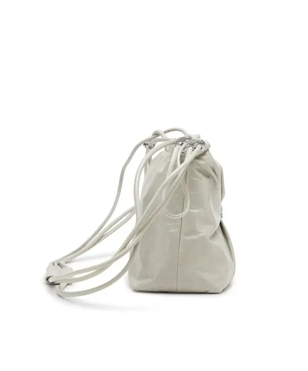 DIESEL® Scrunch Leather Bucket Bag - White