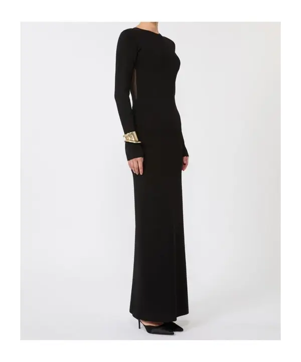 Max Mara Long Sleeve Sheer Back Maxi Dress
