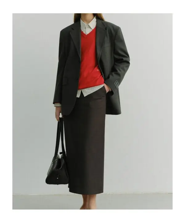 DUNST Slit Midi Skirt - Greystripe