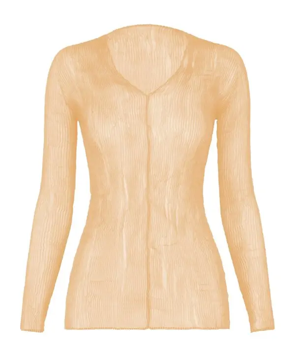 Issey Miyake V-neck Ruffled T-shirt - Chuca Beige