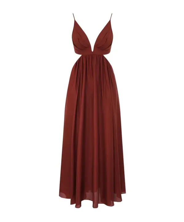 Zimmermann Wanderlust Plunge Maxi Dress - Burgundy