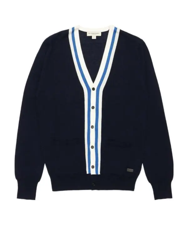 Burberry Long-sleeved V-neck Cardigan With Contrast Trim - Black