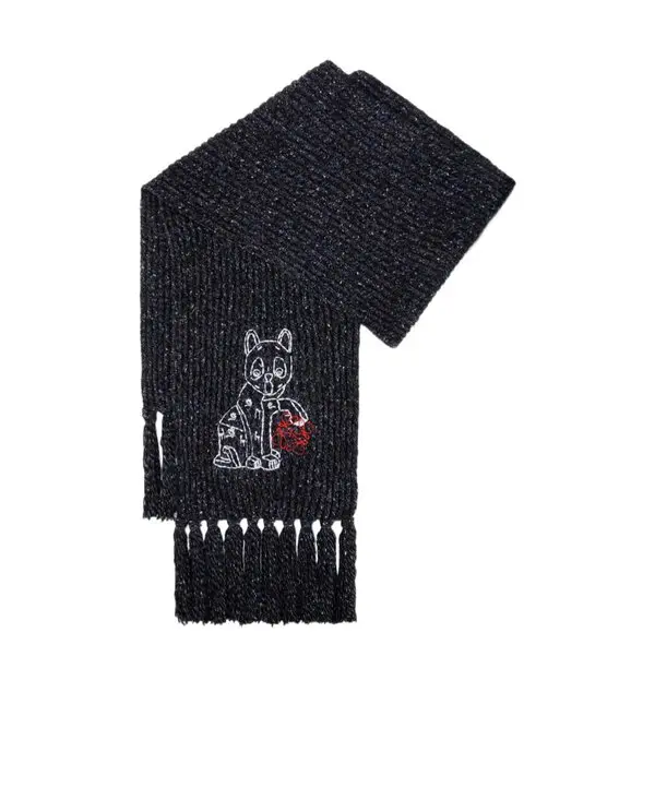 Loewe Scarf In Wool, Silk And Alpaca Blend - Black