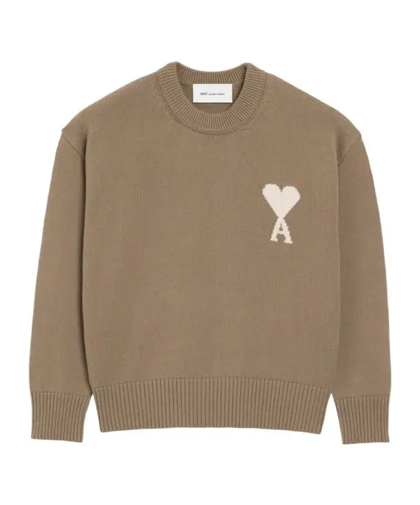 Ami De Coeur Crew Neck Knitted Sweater - Brown