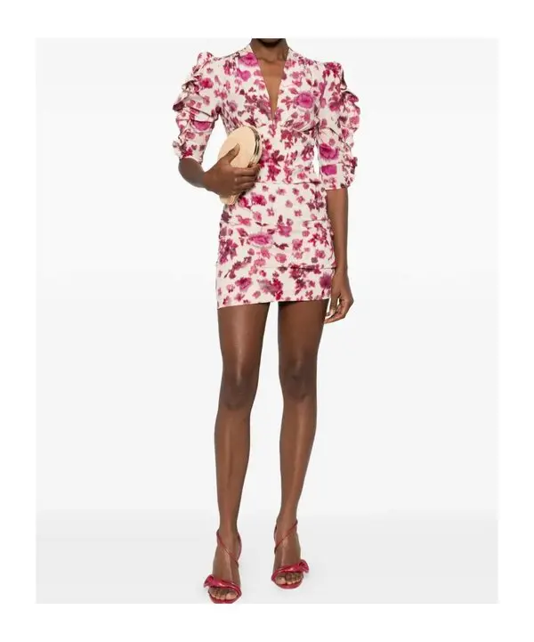 Isabel Marant Étoile V-neck Ruffled Puff Sleeve Mini Dress