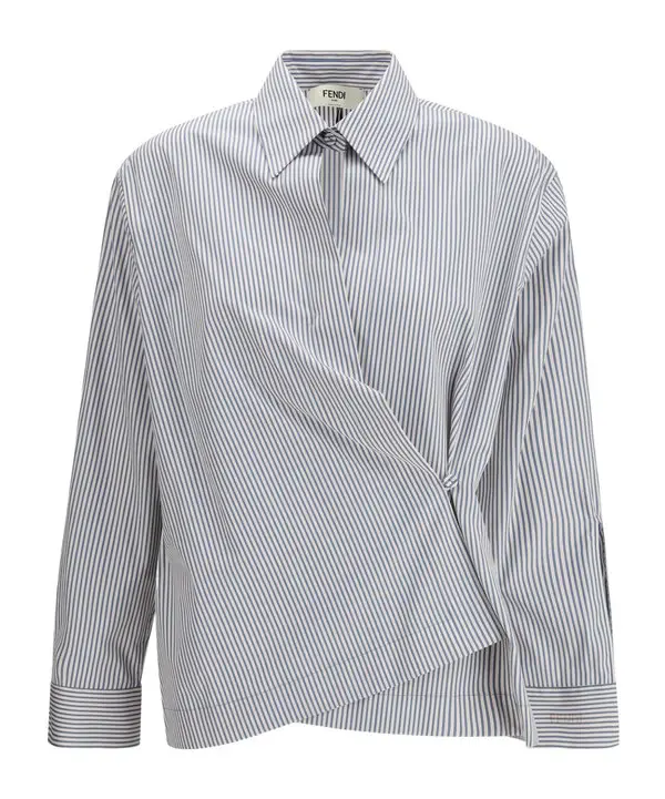 Fendi Striped Asymmetric Long-sleeve Shirt - Gray
