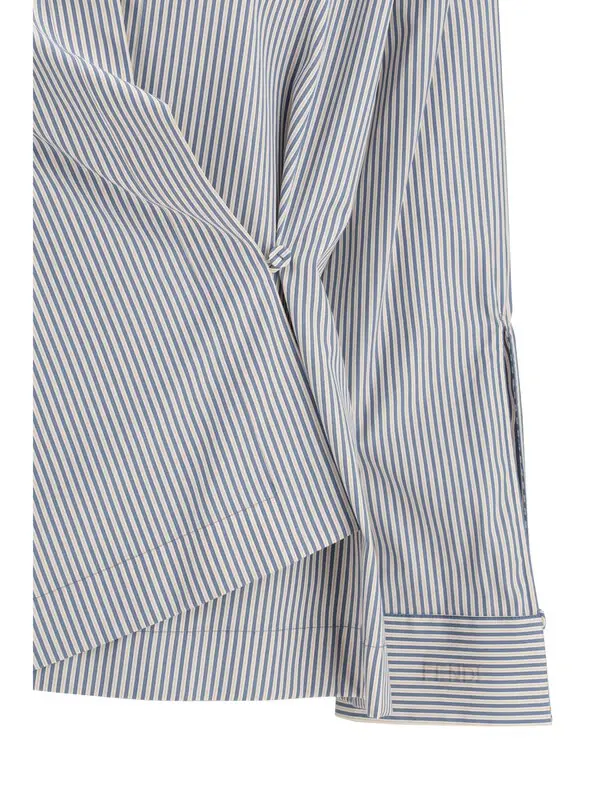 Fendi Striped Asymmetric Long-sleeve Shirt - Gray
