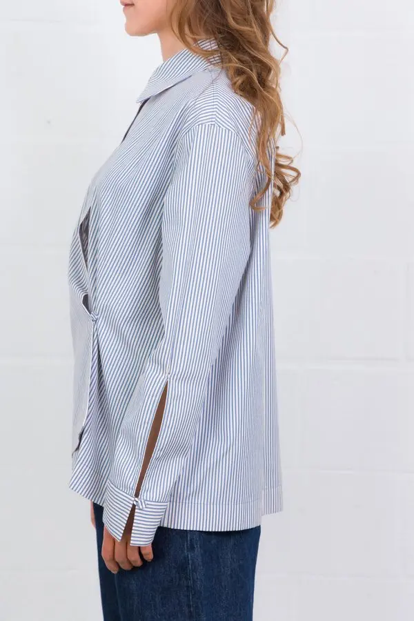 Fendi Striped Asymmetric Long-sleeve Shirt - Gray