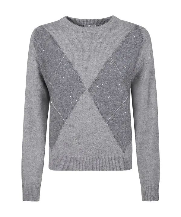 Peserico Diamond Jacquard Jumper With Embellishments