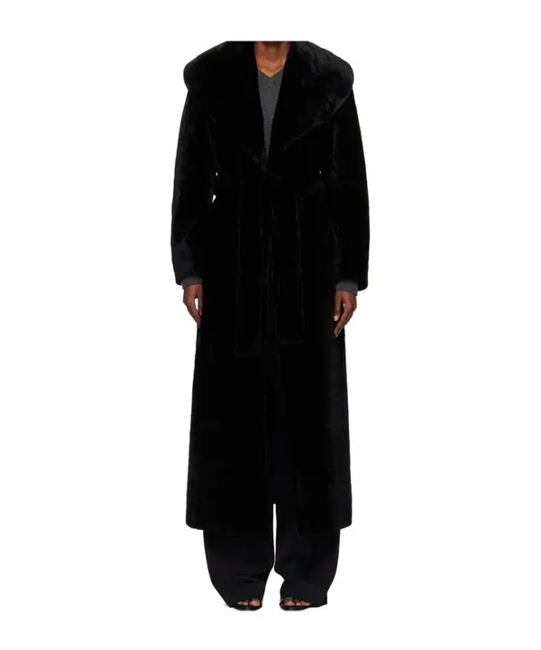 Nour Hammour Giovanna Belted Coat - Black