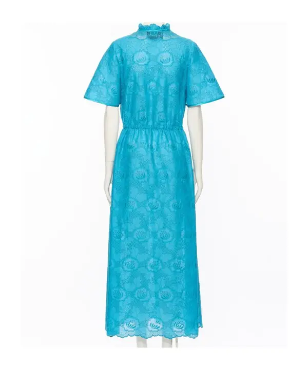 Valentino Garavani Short-sleeved Lace Maxi Dress With Tie Neck