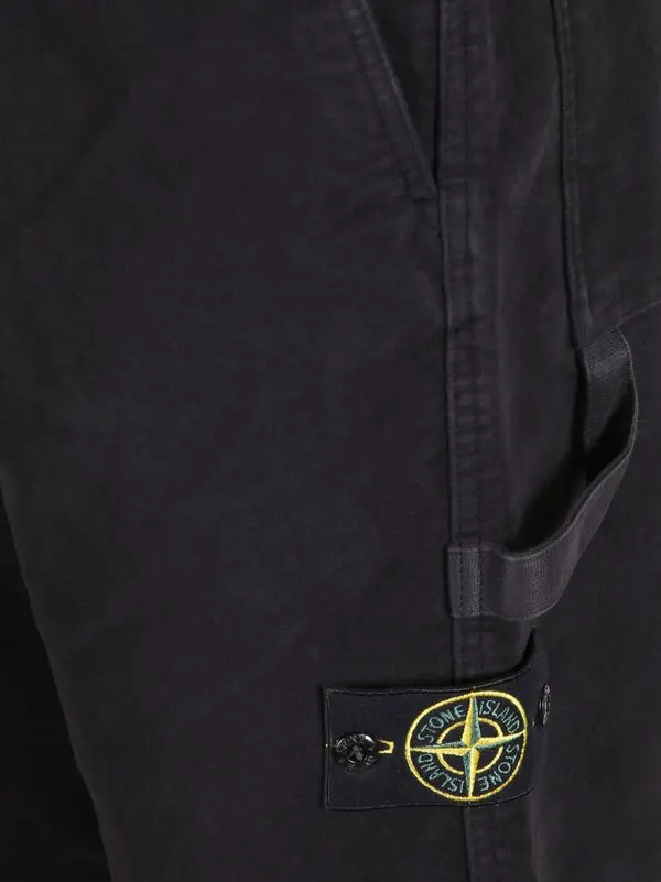 Stone Island Logo Patch Straight-leg Trousers - Black