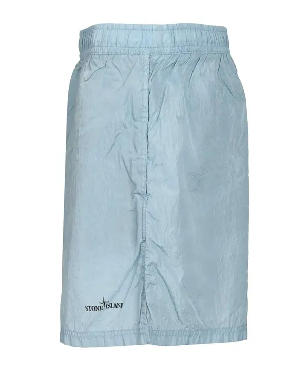 Stone Island Logo Printed Shorts - Light Blue
