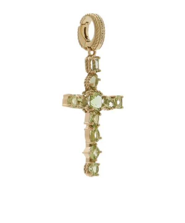 Dolce & Gabbana Gold Cross Charm Pendant With Peridot