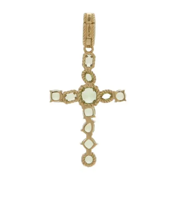 Dolce & Gabbana Gold Cross Charm Pendant With Peridot