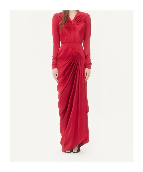 Valentino Garavani Crepe Satin Gown With Draped Details