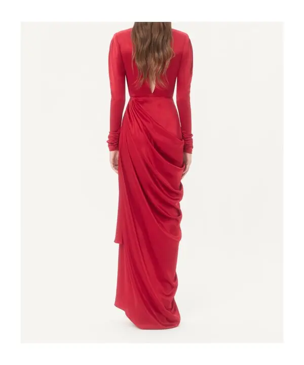 Valentino Garavani Crepe Satin Gown With Draped Details