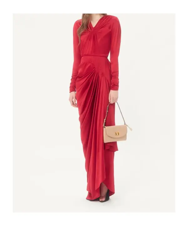Valentino Garavani Crepe Satin Gown With Draped Details