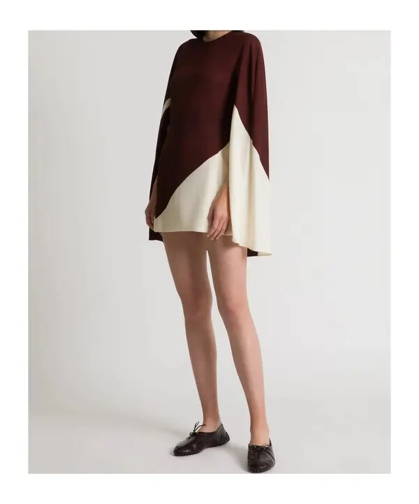 Alberta Ferretti Printed Cape Mini Dress - Brown