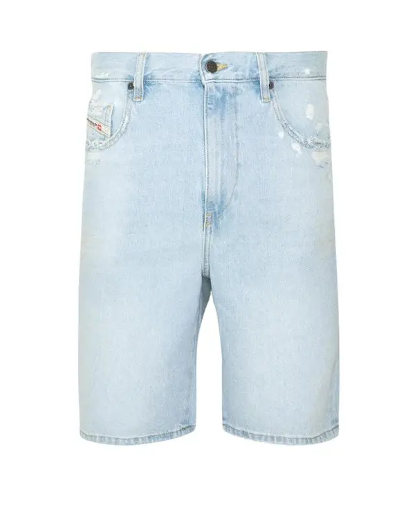 DIESEL® Distressed Denim Bermuda Shorts - Light Blue