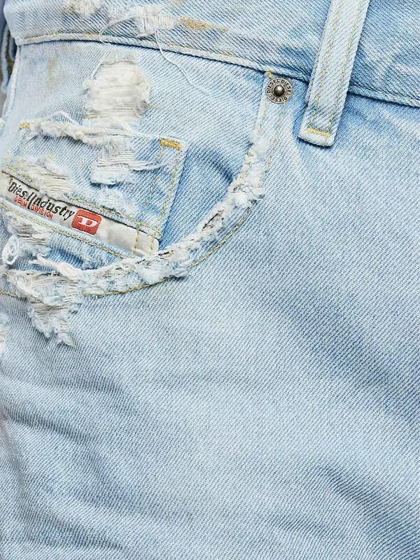 DIESEL® Distressed Denim Bermuda Shorts - Light Blue