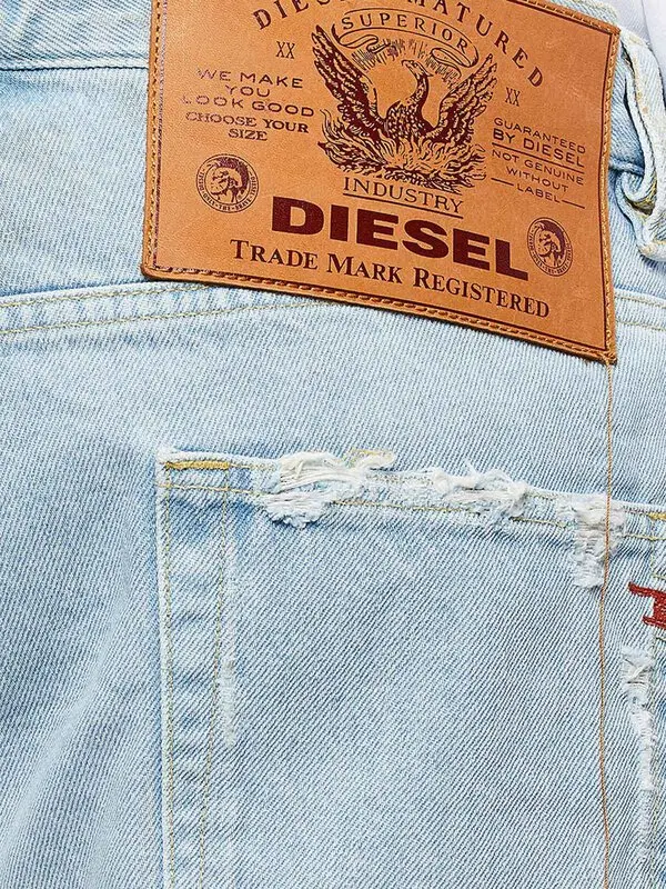 DIESEL® Distressed Denim Bermuda Shorts - Light Blue