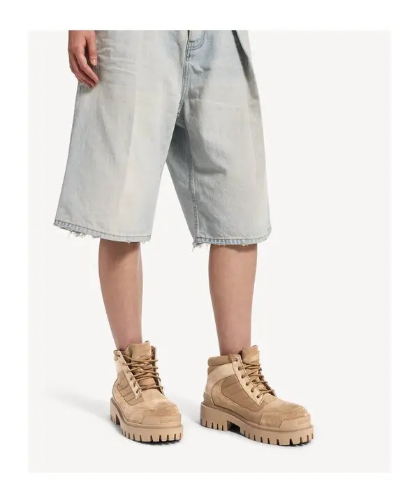 Balenciaga Combat Strike Lace-up Boots - Sand-colored