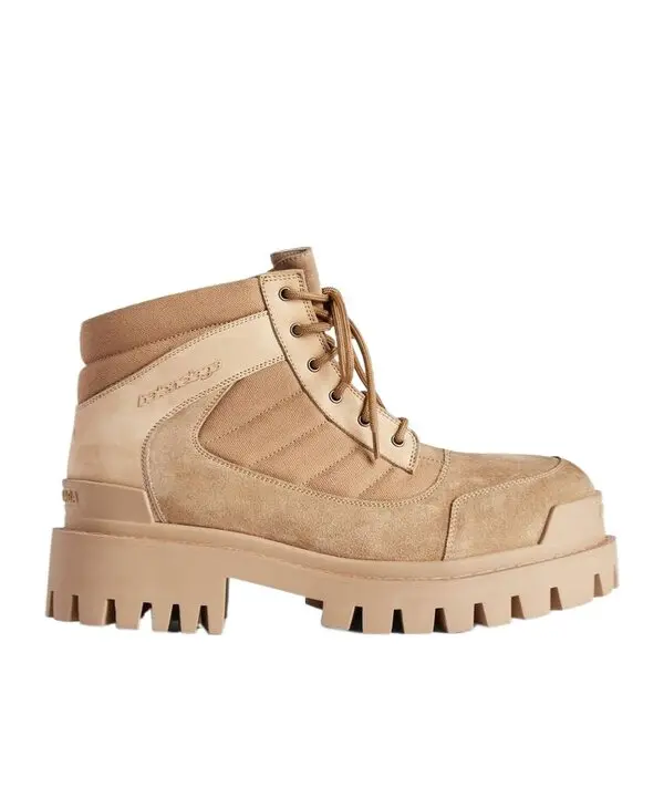 Balenciaga Combat Strike Lace-up Boots - Sand
