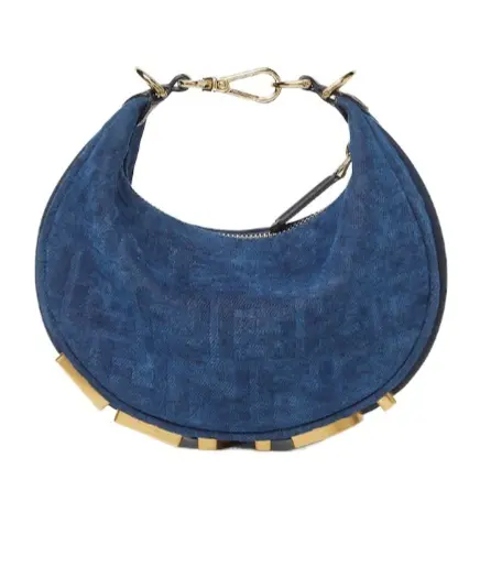 Fendi Ff Denim Flocked Mini Tote Bag - Blue