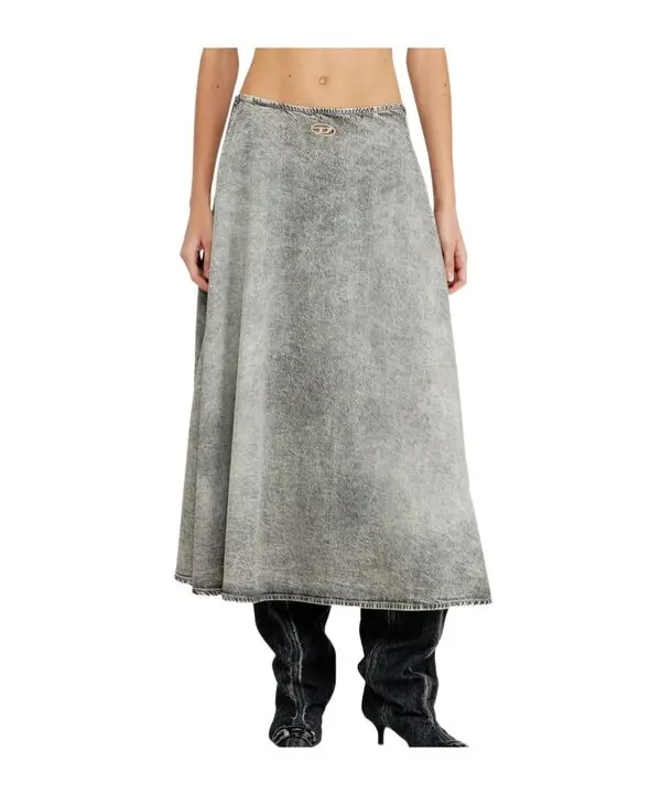 DIESEL® De-annie S2 Denim Midi Skirt - Grey