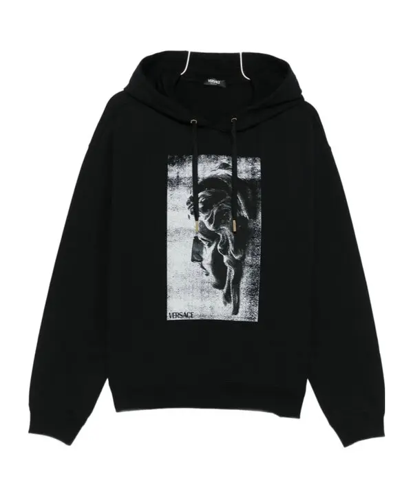 Versace Graphic Print Drawstring Hoodie