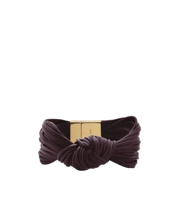 Bottega Veneta Knot Leather Bracelet - Deep Barolo