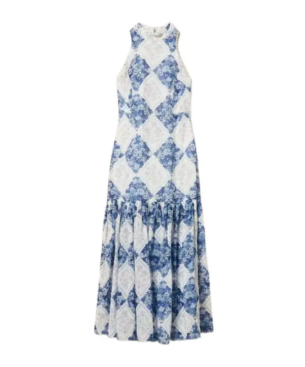 TWINSET Sleeveless Maxi Dress With Floral Print And Ruffled Hem