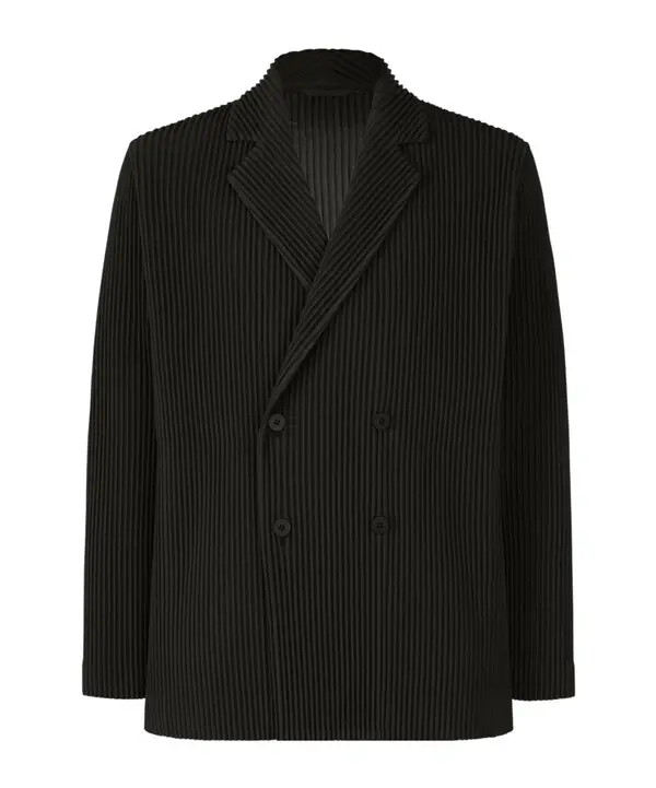 Issey Miyake Homme Plissé Double Breasted Pleated Blazer